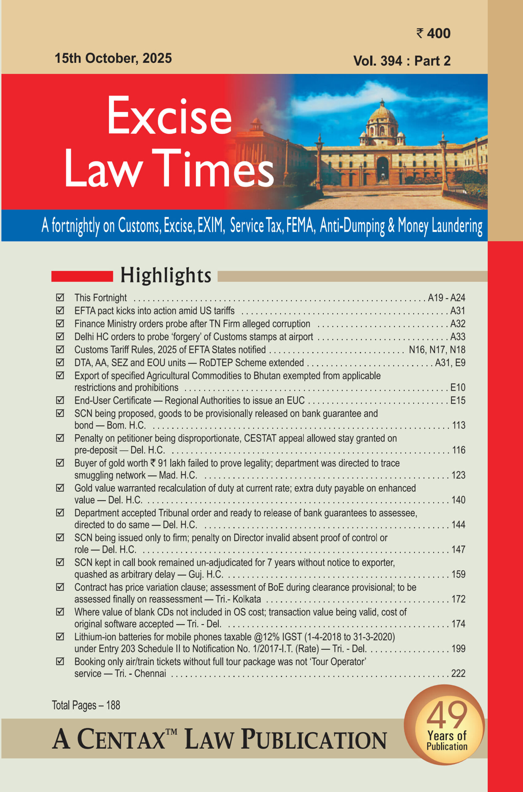Excise Law Times – A Fortnightly on Customs | Excise | EXIM | Service ...
