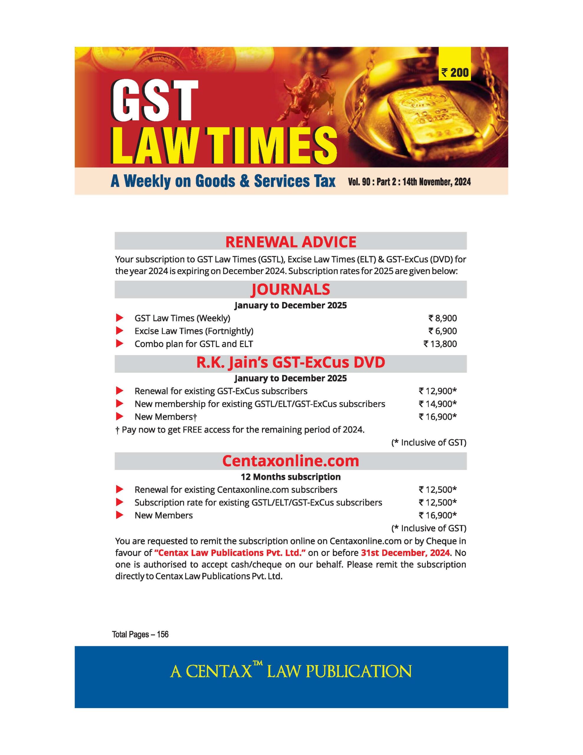 GST Law Times – A Weekly on Goods & Services Tax - CentaxOnline