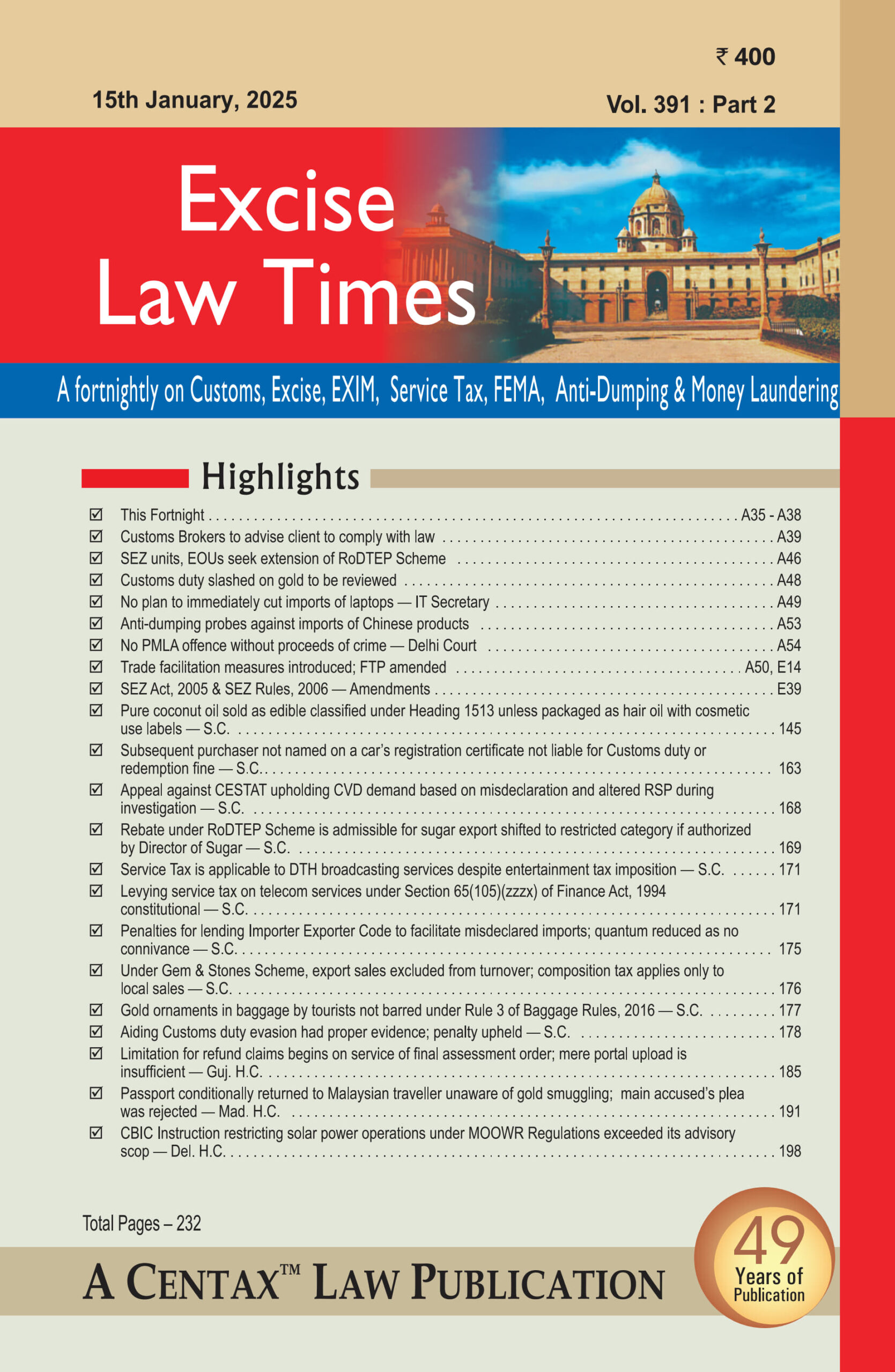 Excise Law Times – A Fortnightly on Customs | Excise | EXIM | Service ...